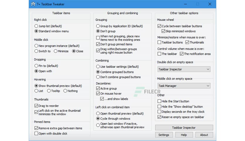 7+ Taskbar Tweaker 5.15.3 Free Download - FileCR