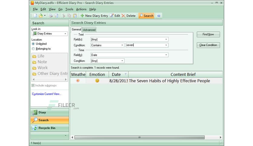 Efficient Diary Pro 5.60 Build 559 Free Download - FileCR