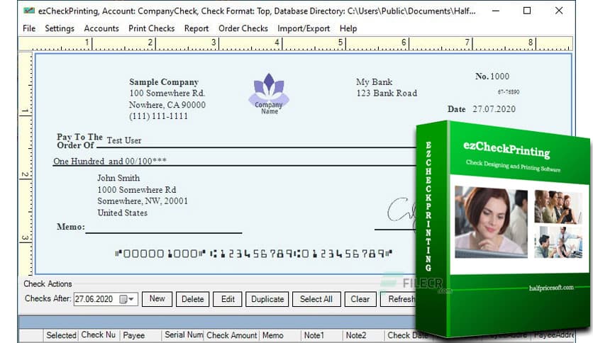 ezCheckPrinting 9.1.14 Free Download - FileCR