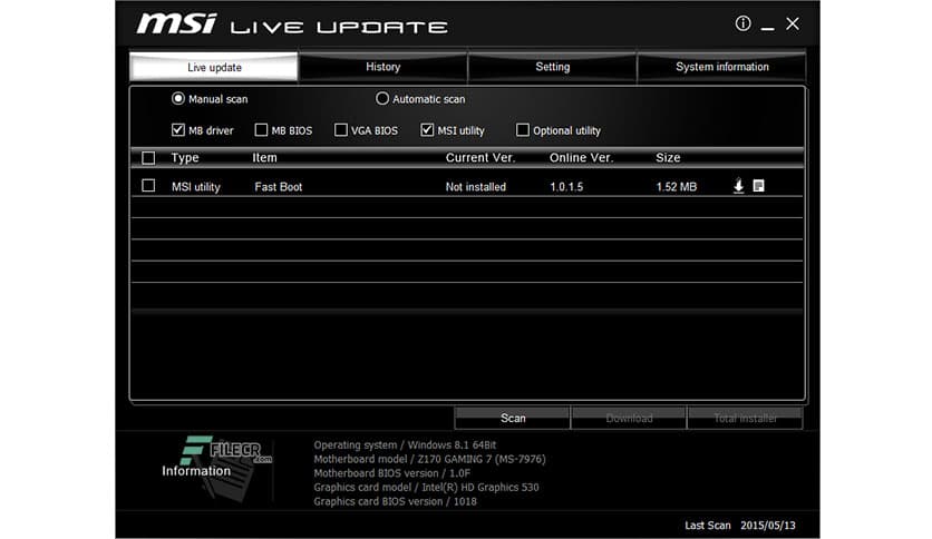MSI Live Update 6.2.0.72 Free Download - FileCR