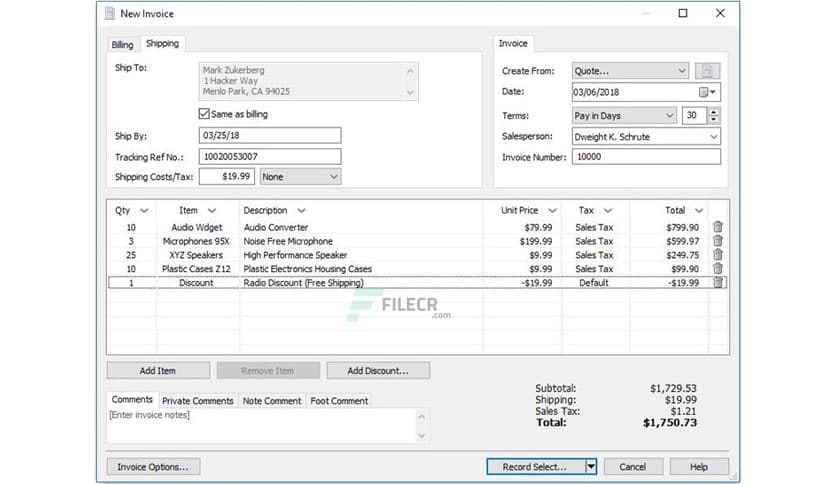 NCH Express Invoice Plus 9.46 Free Download - FileCR