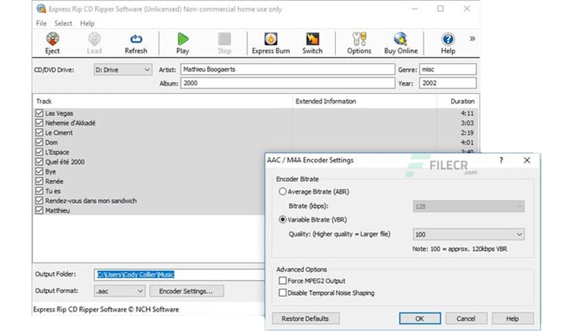 NCH Express Rip Plus 5.00 Free Download - FileCR
