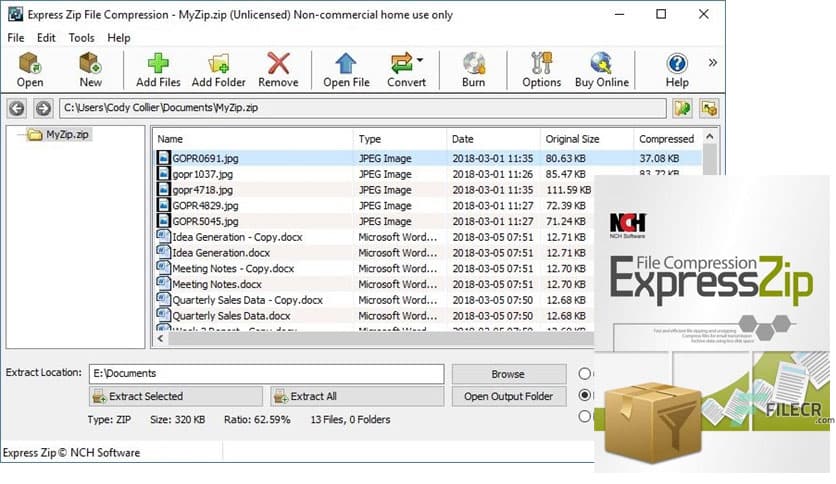 NCH Express Zip 11.13 Free Download - FileCR