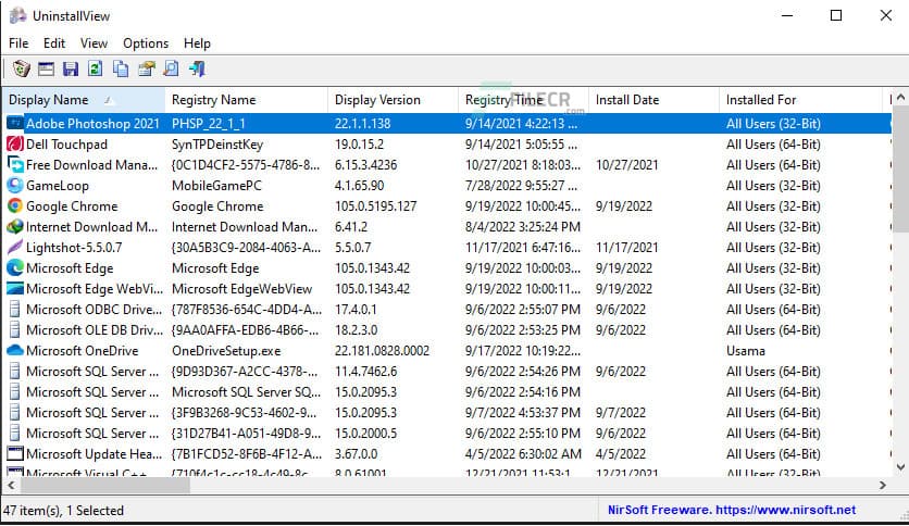 UninstallView 1.47 Full Version Free Download - FileCR