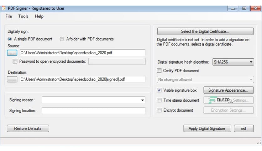 PDF Signer 10.0 Full Version Free Download - FileCR