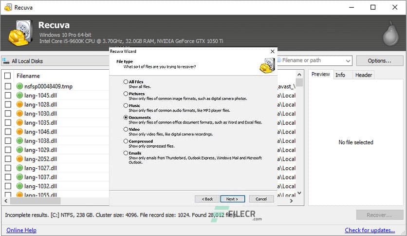 Recuva Free 1.54.120 Free Download - FileCR