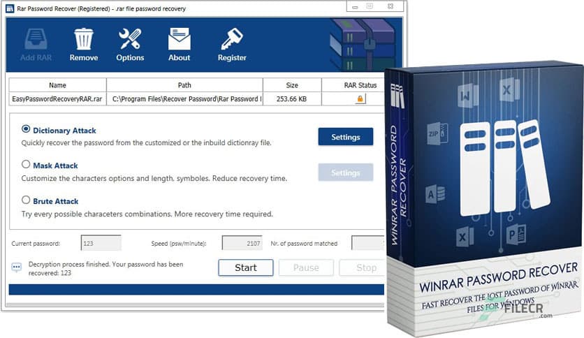 RAR Password Recover 2.1.2.0 Free Download - FileCR