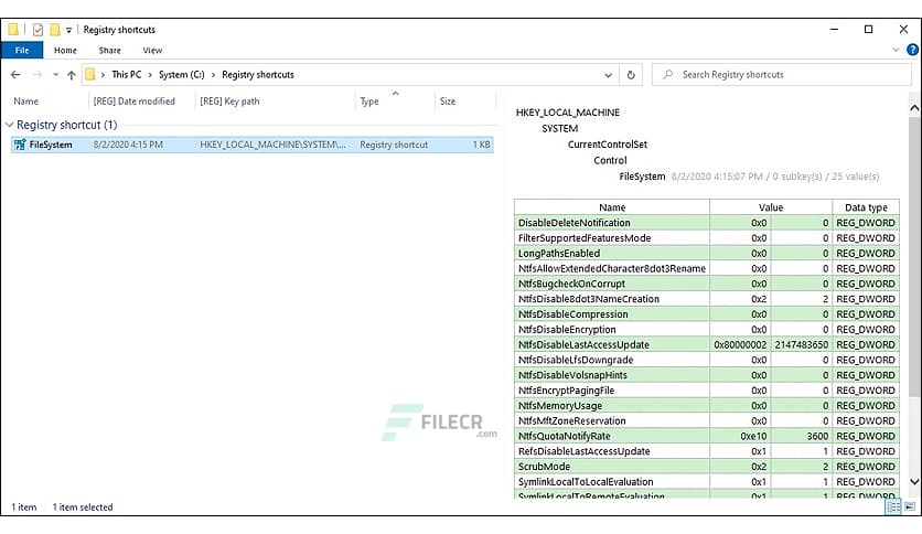 Registry Shortcuts 1.4.1 Full Version Free Download - FileCR