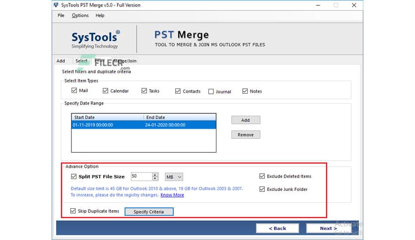 SysTools PST Merge 7.0 Free Download - FileCR