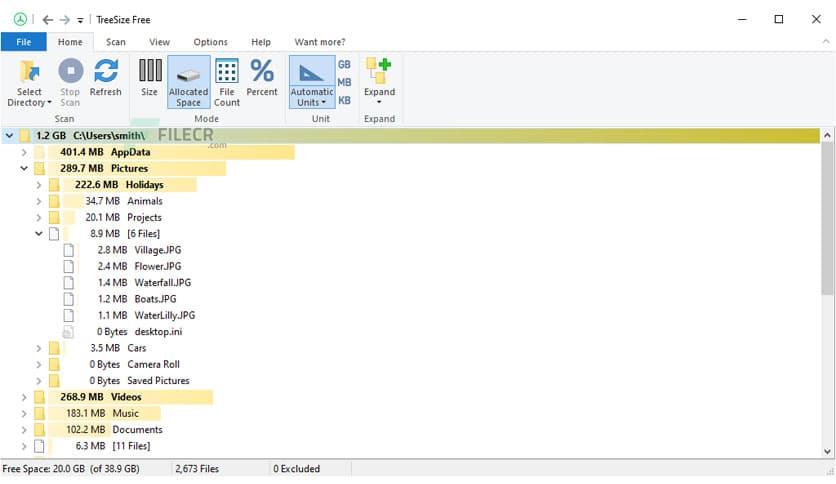 TreeSize Free 4.8.1.609 Free Download - FileCR
