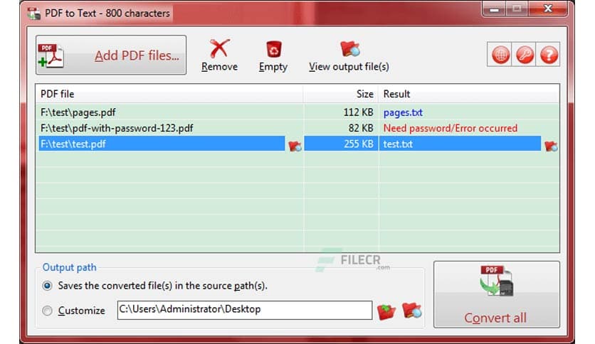 TriSun PDF to Text 15.1 Build 076 Free Download - FileCR