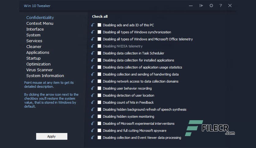 Win 10 Tweaker 20.2 Free Download - FileCR