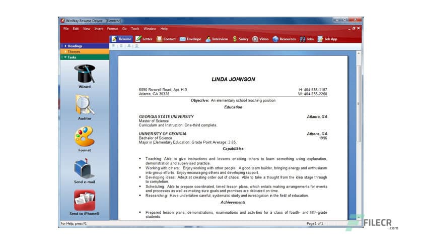 WinWay Resume Deluxe 14.00.018 Free Download - FileCR