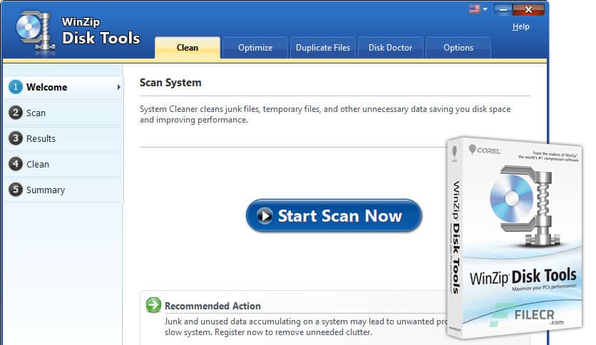 WinZip Disk Tools 1.0.100.18620 Free Download - FileCR