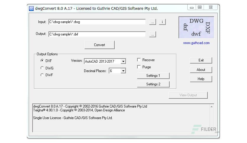 Guthrie dwgConvert 2020 A.46 Free Download - FileCR